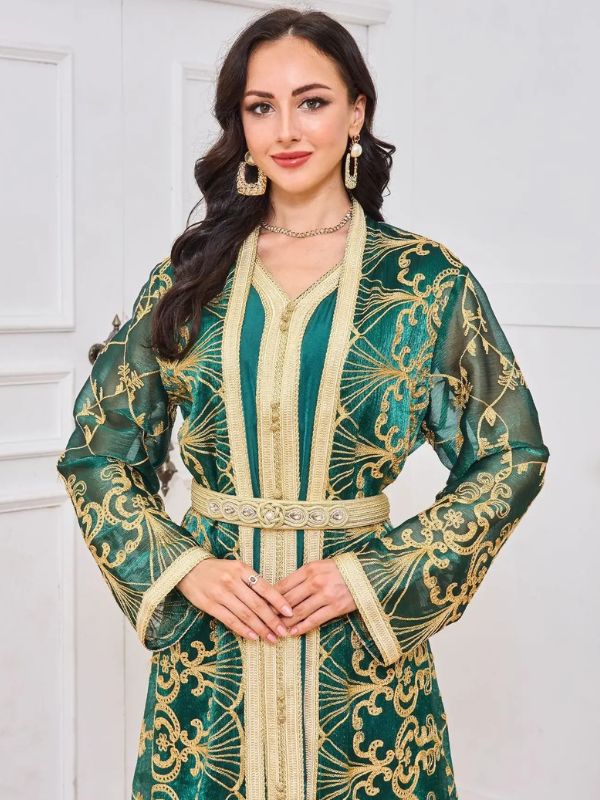 Caftan marocain "Émeraude des Oasis" | Miss Hijab™