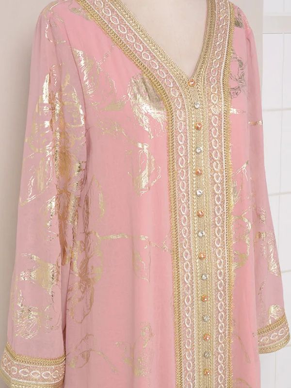 Caftan marocain rose doré | Miss Hijab™