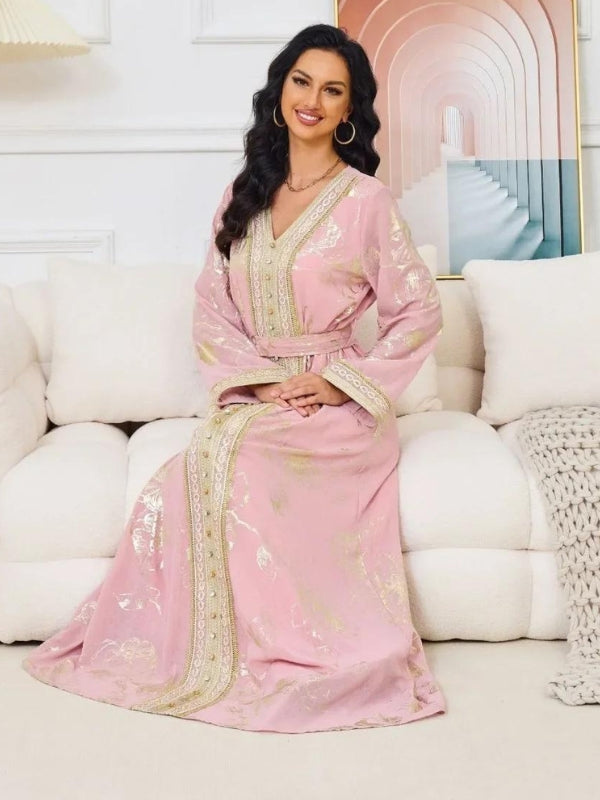 Caftan marocain traditionnel "Rose Éclatant" | Miss Hijab™